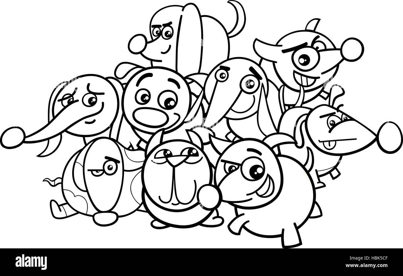 cartoon dogs coloring page Stock Photo - Alamy