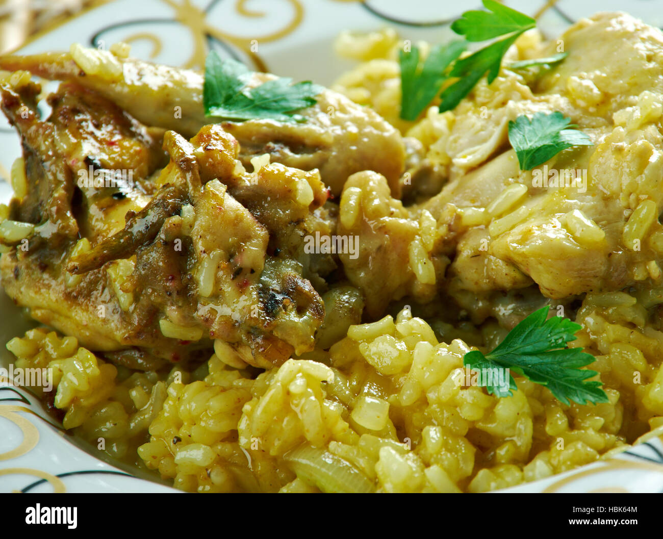 Chicken with saffron Stock Photo - Alamy