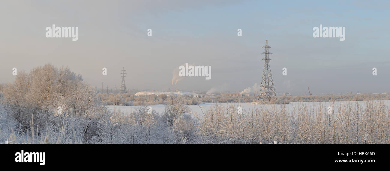 Cityscape in beginning of winter. Panoramic vew of Syktyvkar city Stock ...