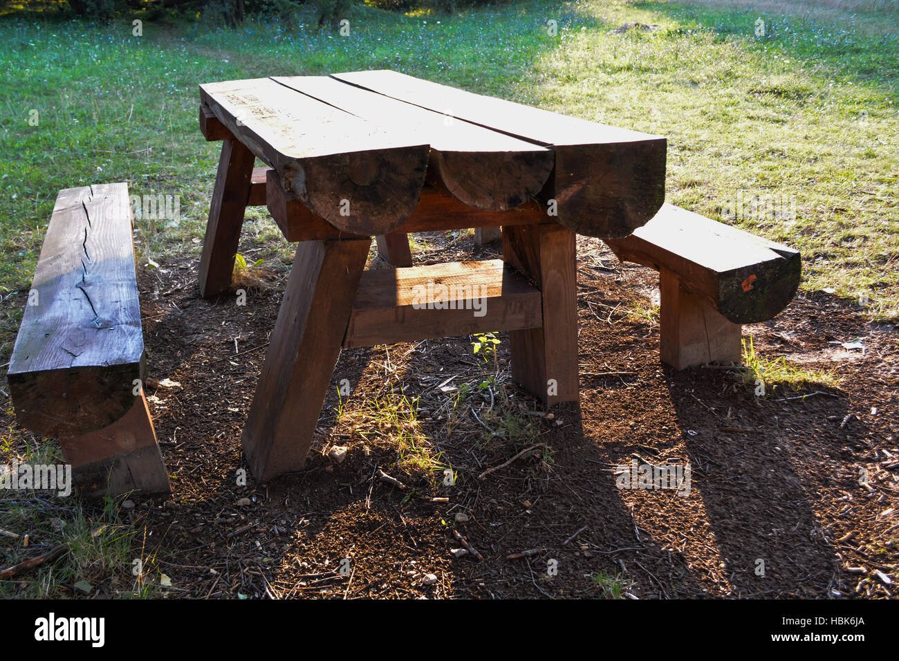Picnic place in forest Stock Photo - Alamy