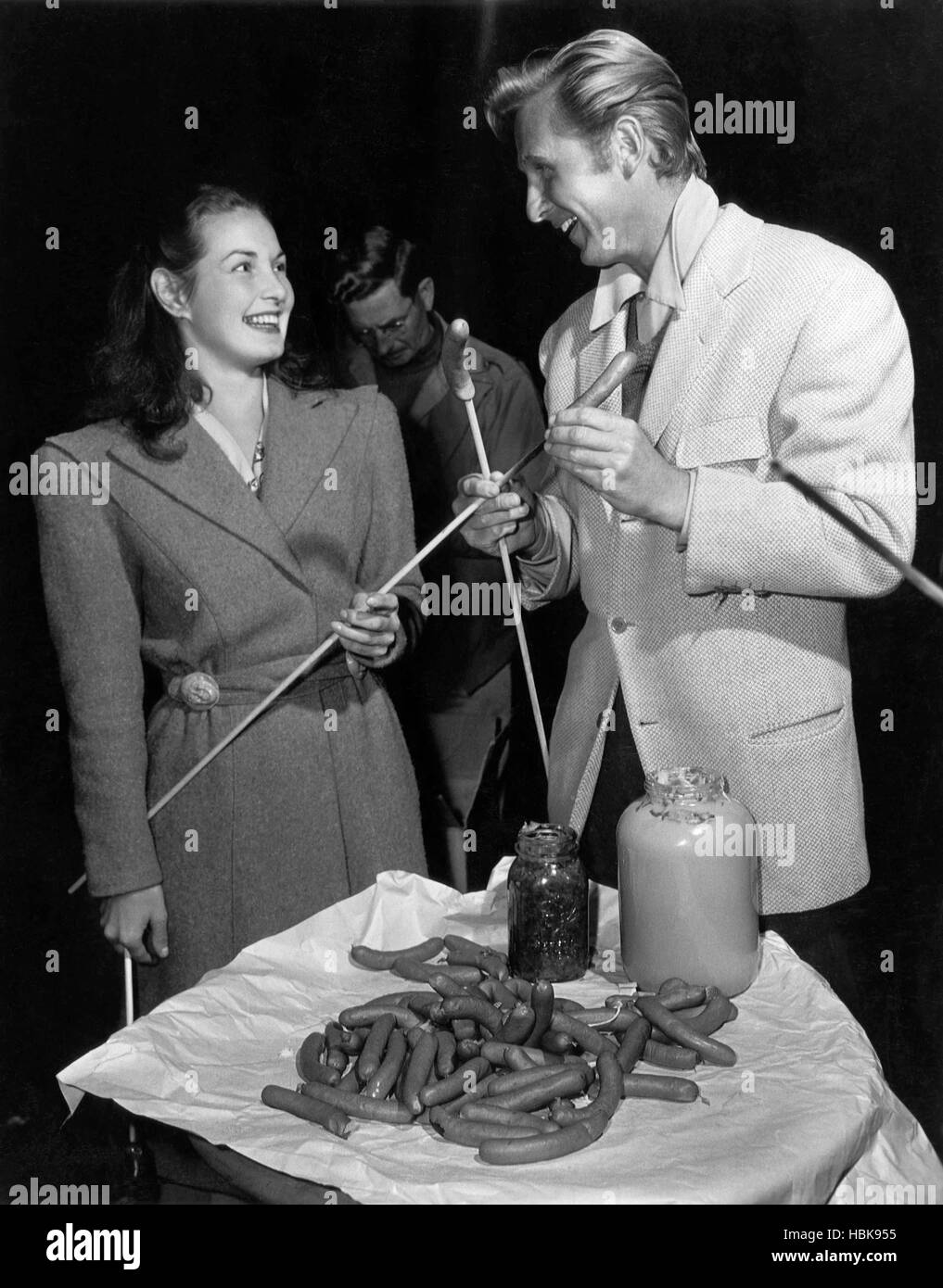 CANYON PASSAGE, Patricia Roc, Lloyd Bridges, on location, 1946 Stock ...