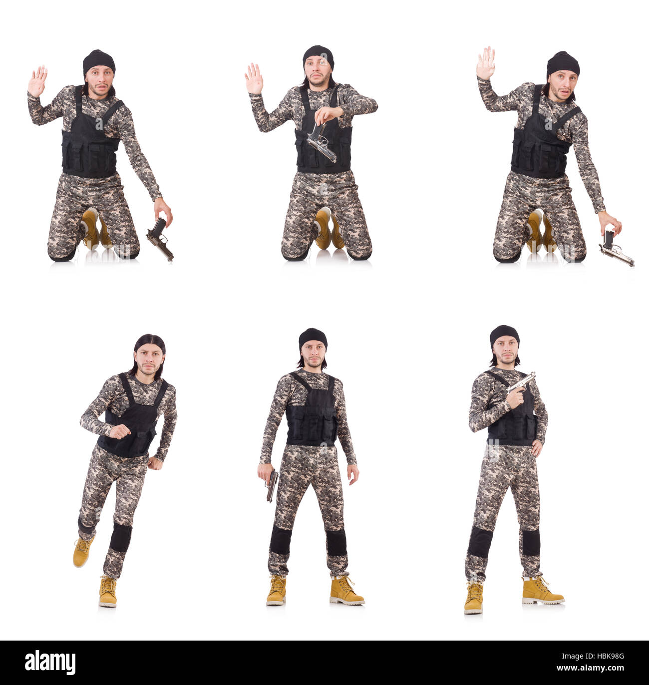 Soldier with gun isolated on white Stock Photo - Alamy