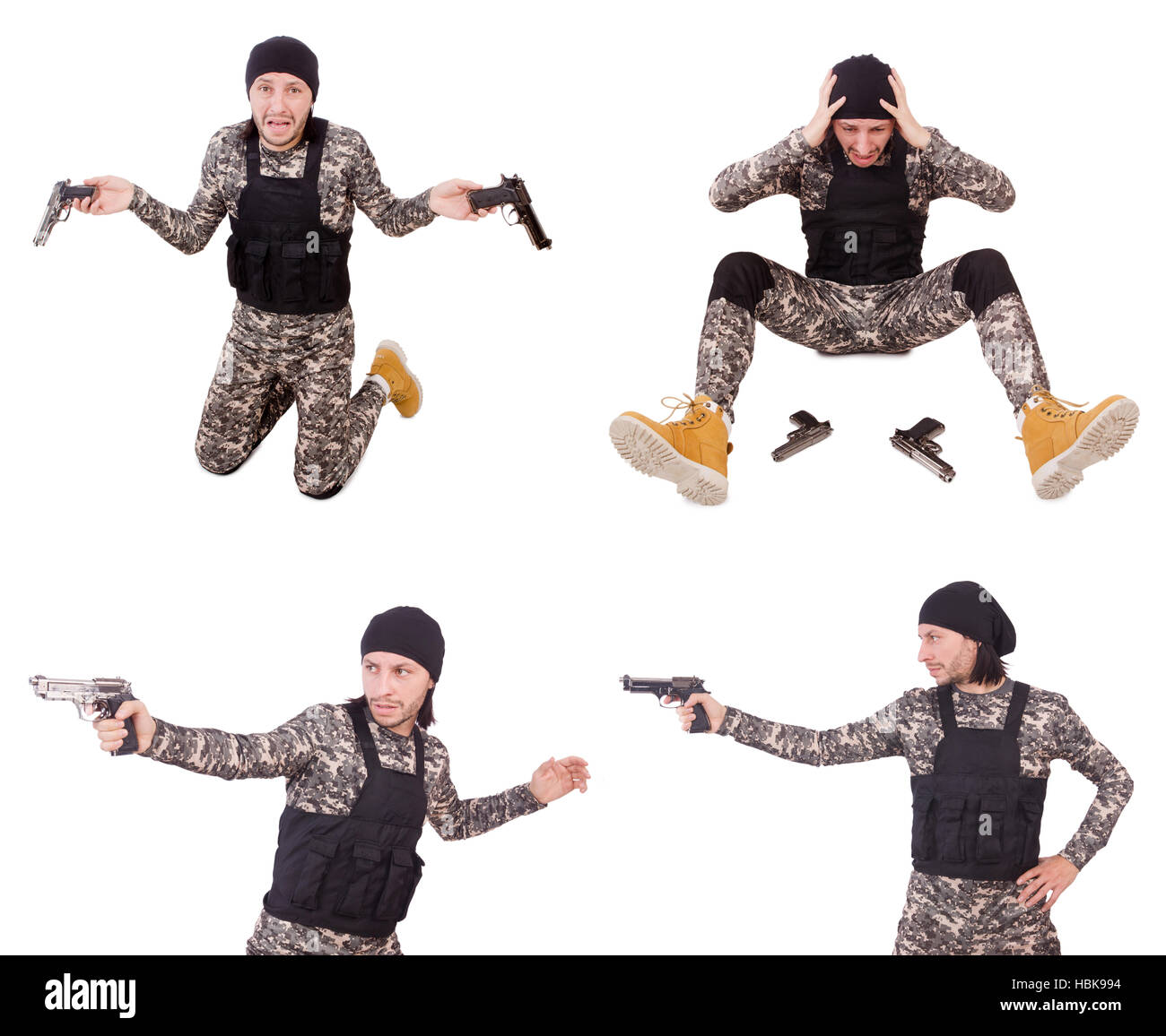 Soldier with gun isolated on white Stock Photo - Alamy