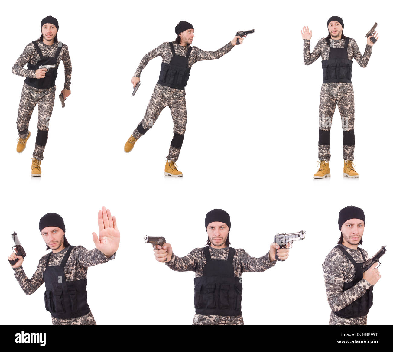 Soldier with gun isolated on white Stock Photo - Alamy