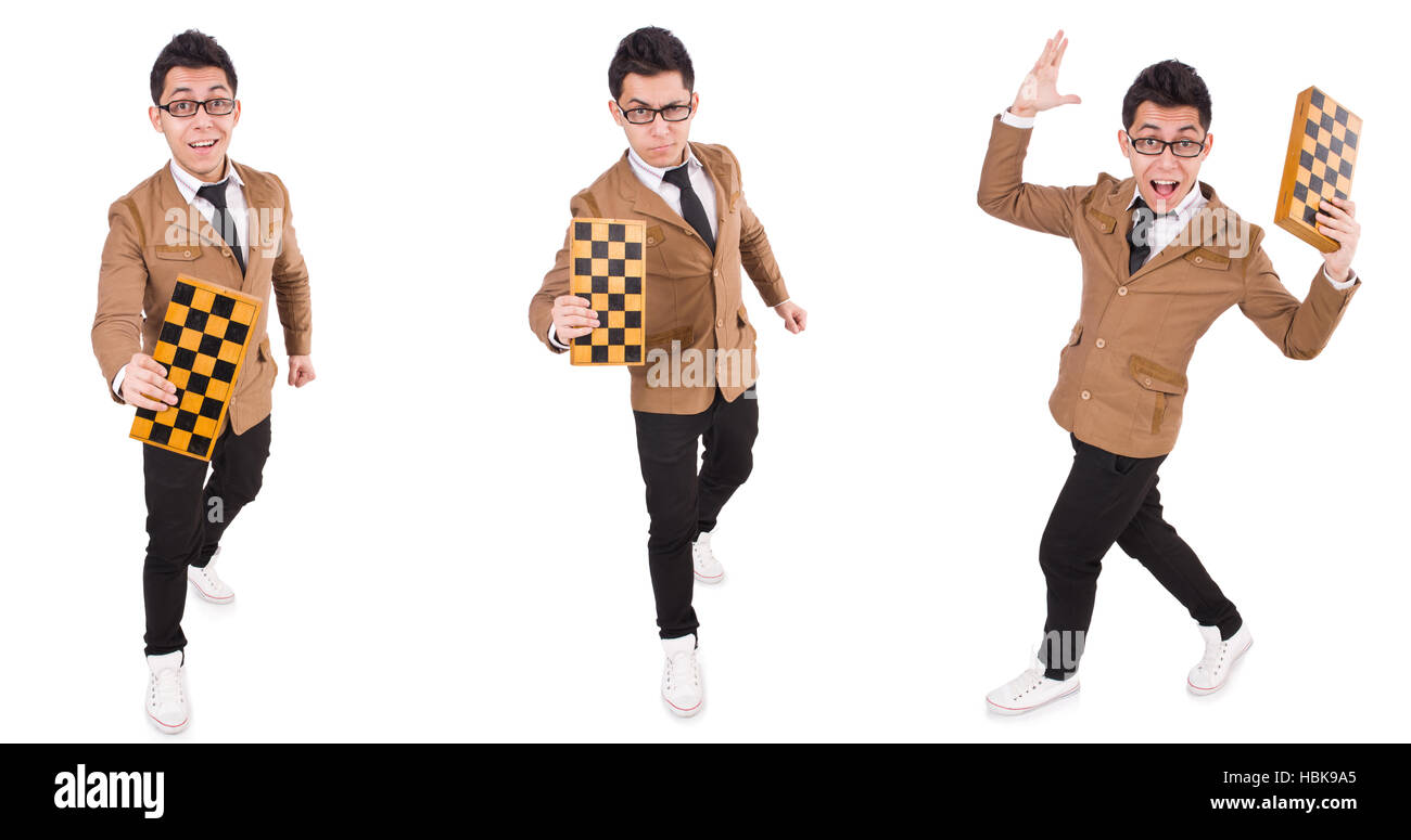 Funny chess player isolated on white Stock Photo - Alamy