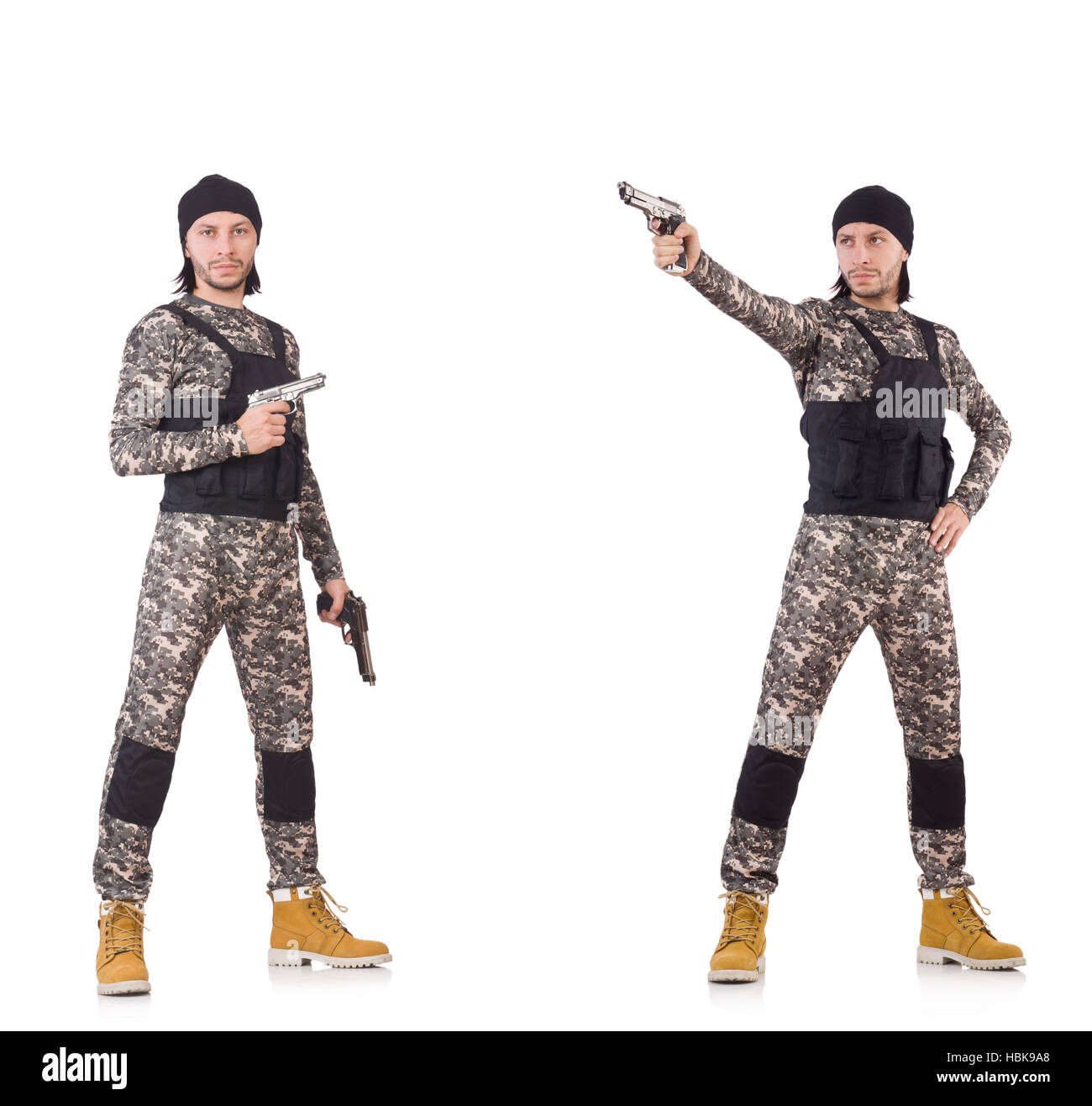 Soldier with gun isolated on white Stock Photo - Alamy