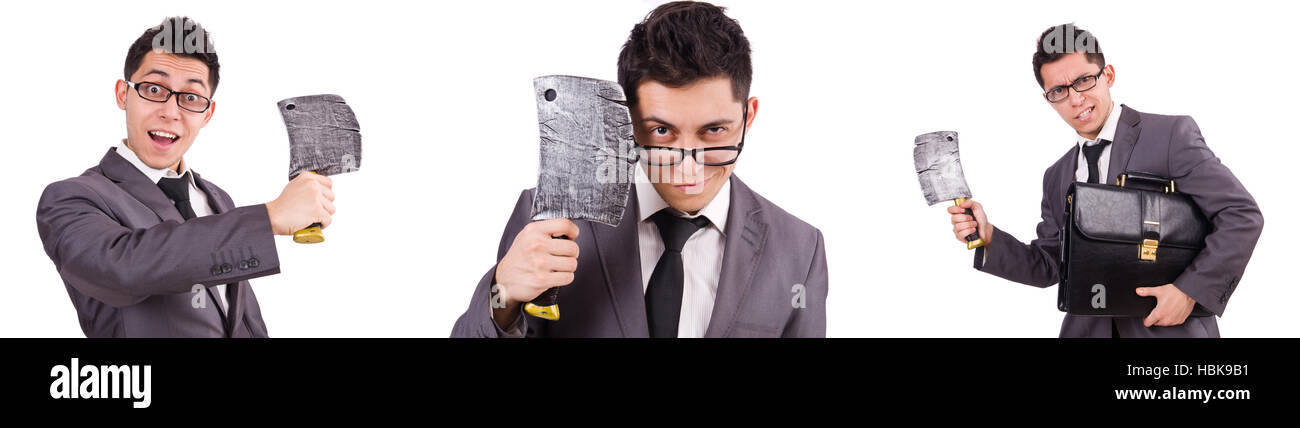 Man with axe isolated on white Stock Photo - Alamy