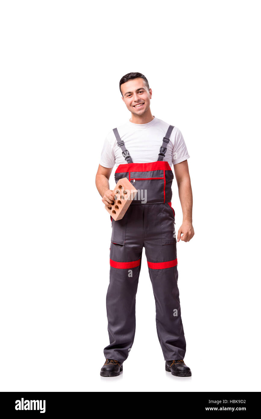Young worker brick isolated Cut Out Stock Images & Pictures - Alamy
