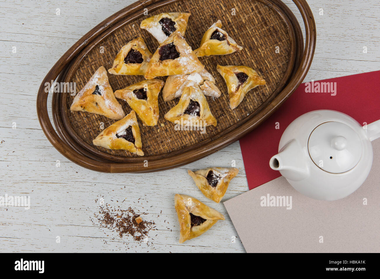 Tea, buns with jam Stock Photo - Alamy