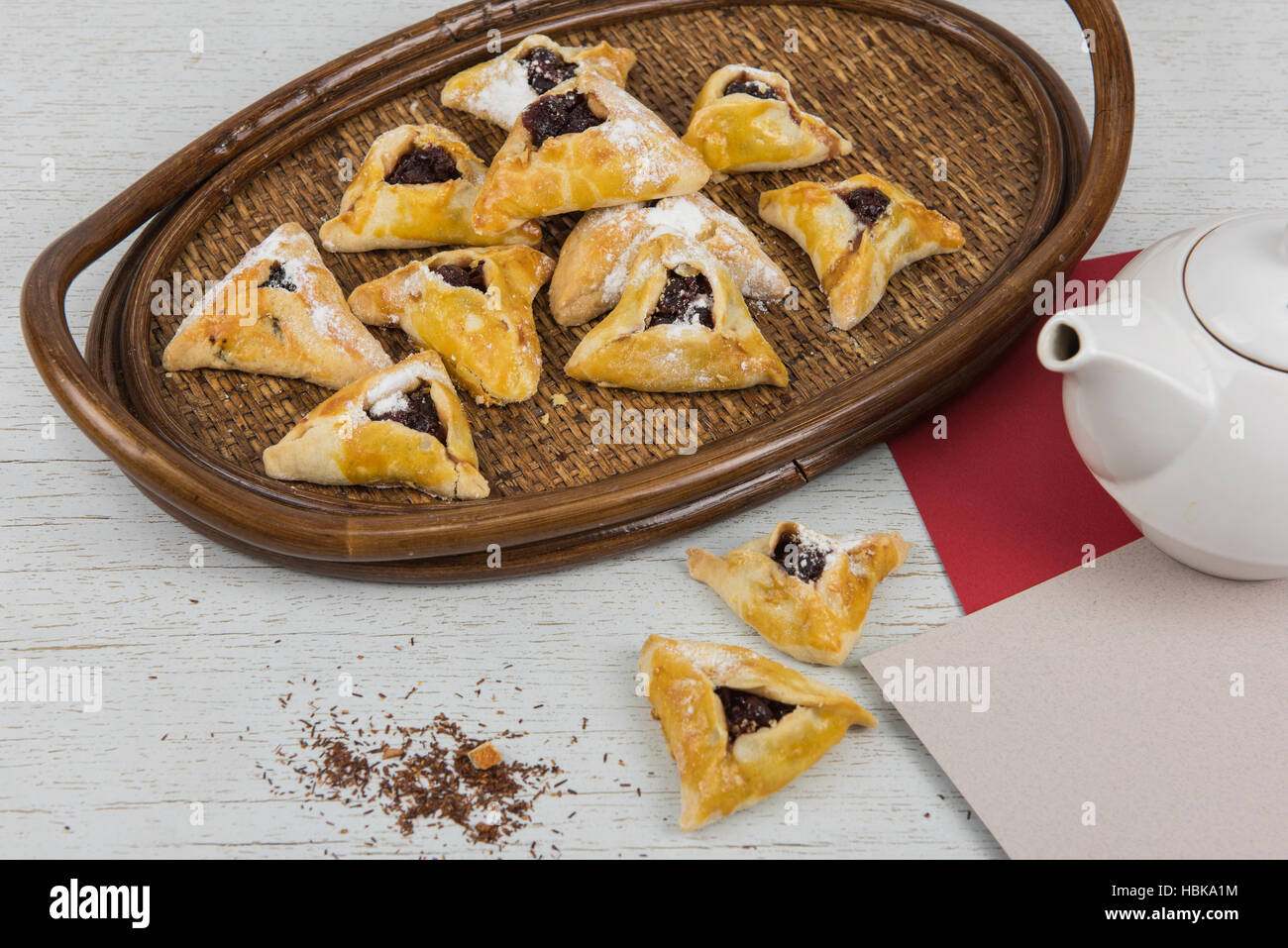 Tea, buns with jam Stock Photo - Alamy