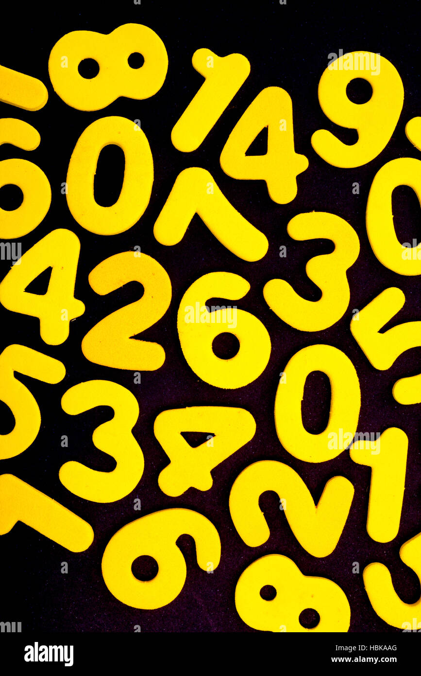 Yellow Numbers on Black Stock Photo - Alamy