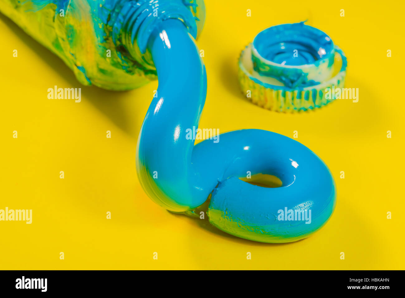 Cerulean Blue Oil Paint on Yellow Surface Stock Photo - Alamy