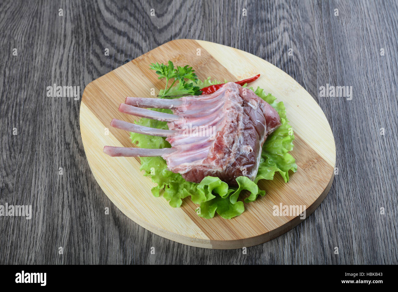 Lamb Frenched Rack 4 rib bone Stock Photo - Alamy