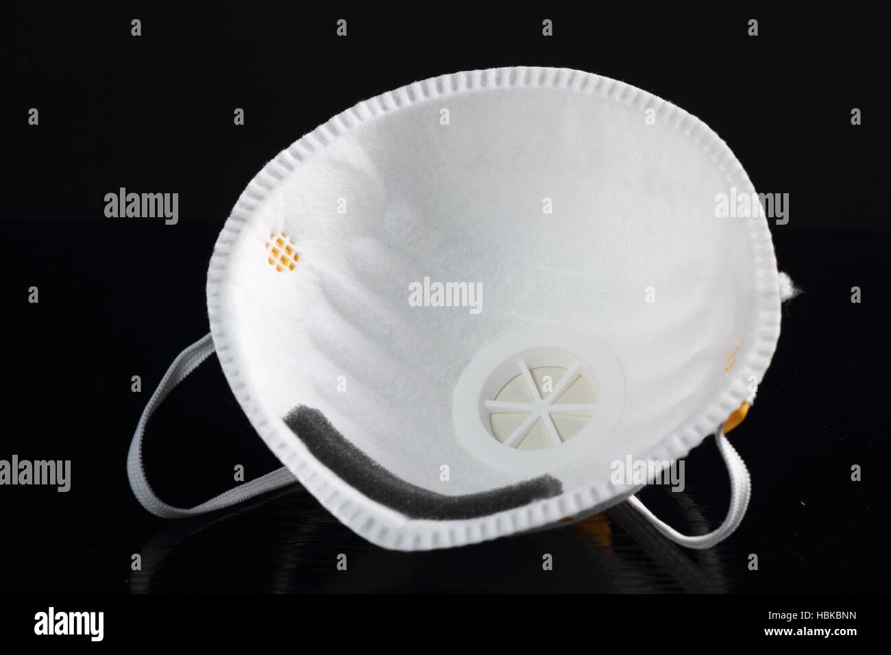 Valved Respirator. Disposable Dust Face Mask. Black Background Stock ...