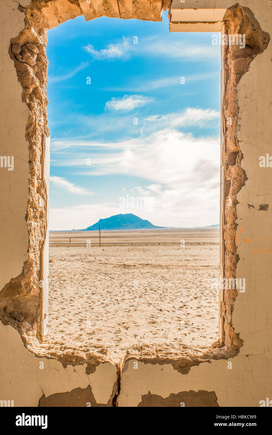 View from a broken window frame Stock Photo - Alamy