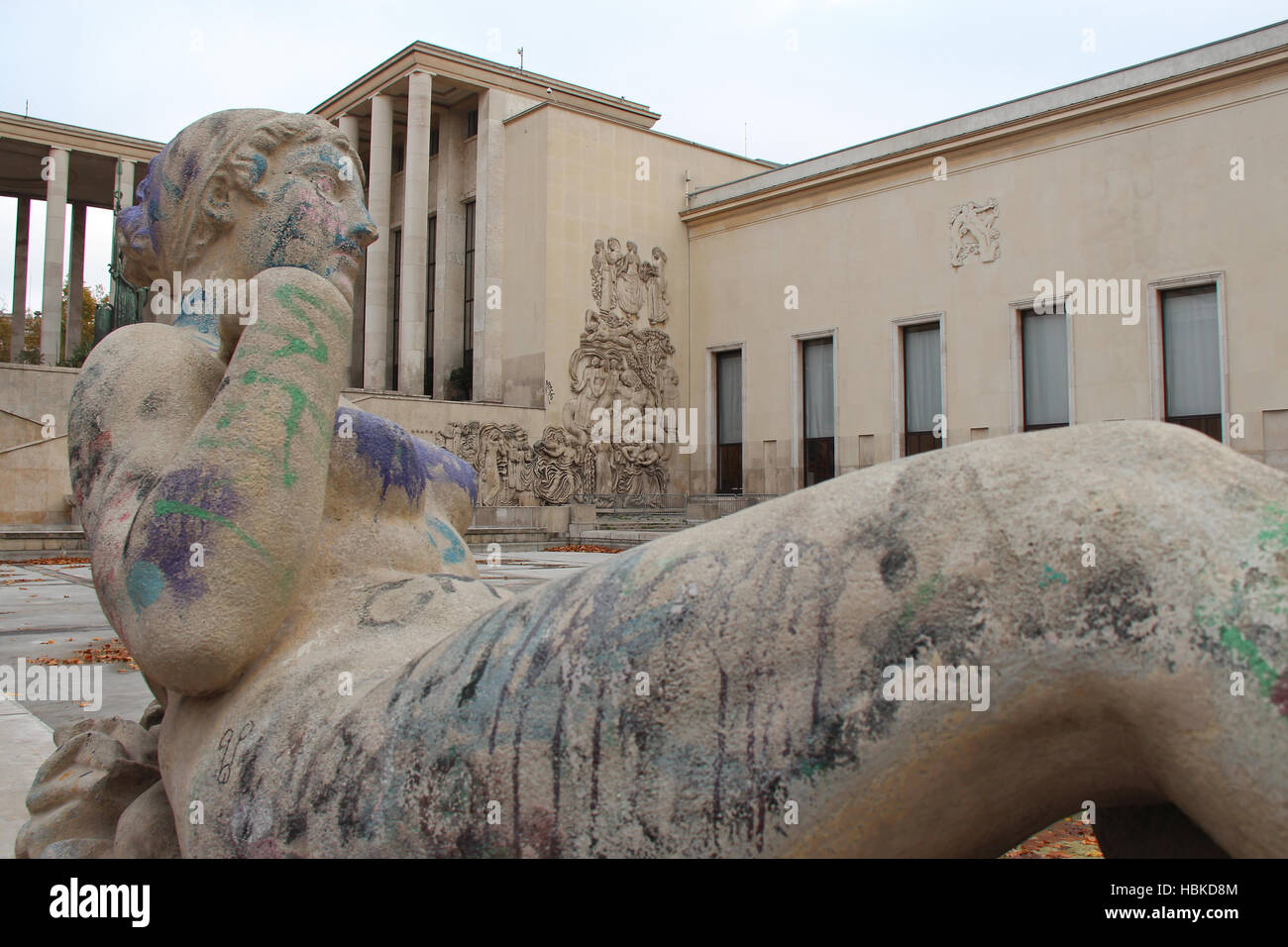 The statue of a female divinity in the courtyard of the palais de Tokyo ...