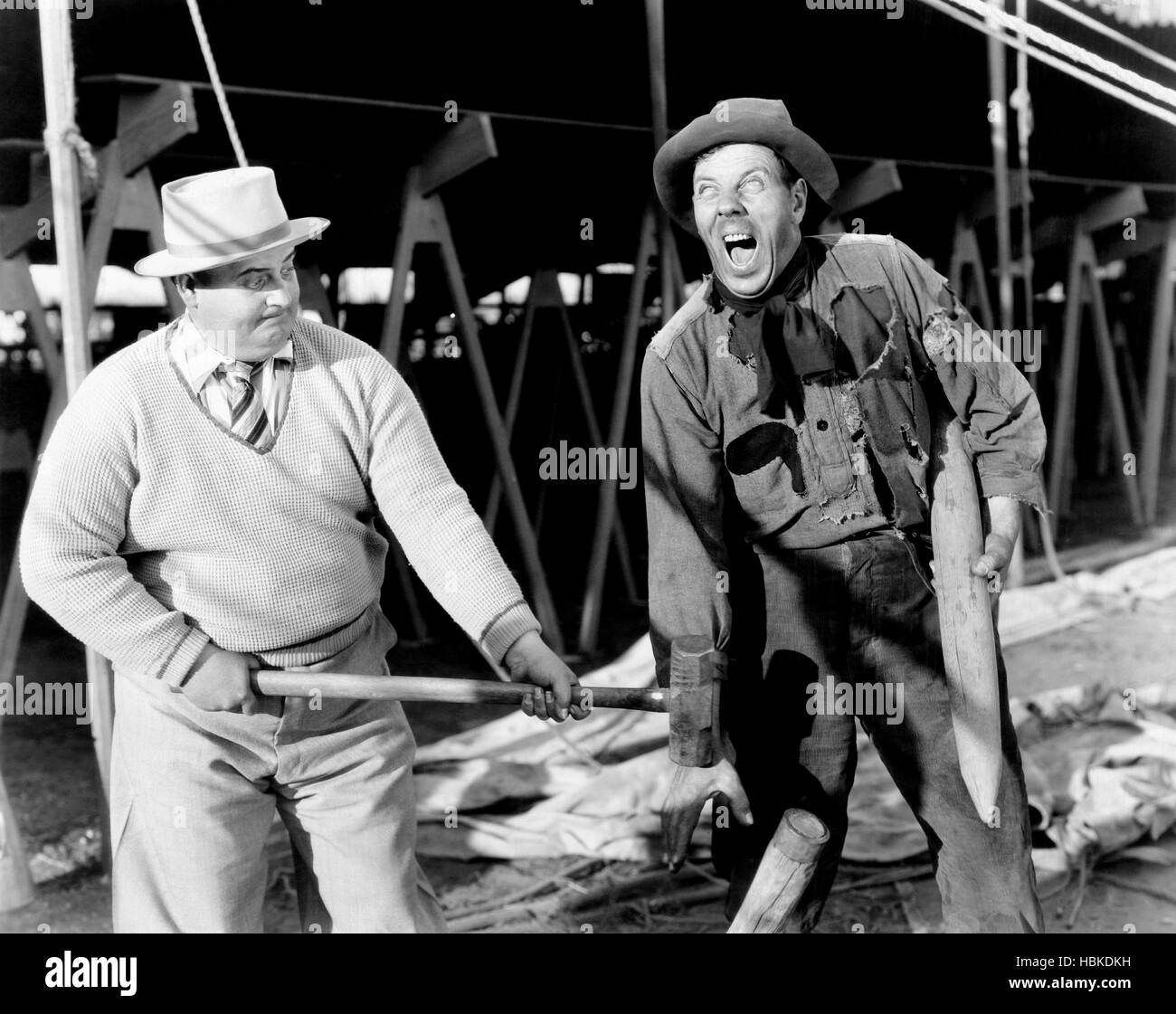 CIRCUS ROOKIES, director Edward Sedgwick, Karl Dane fooling around on ...