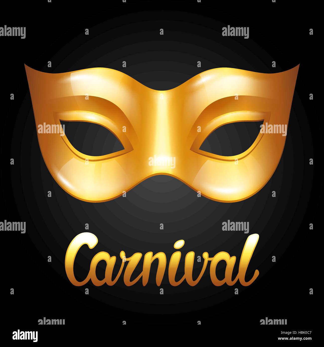 Carnival invitation card with golden mask. Celebration party background ...