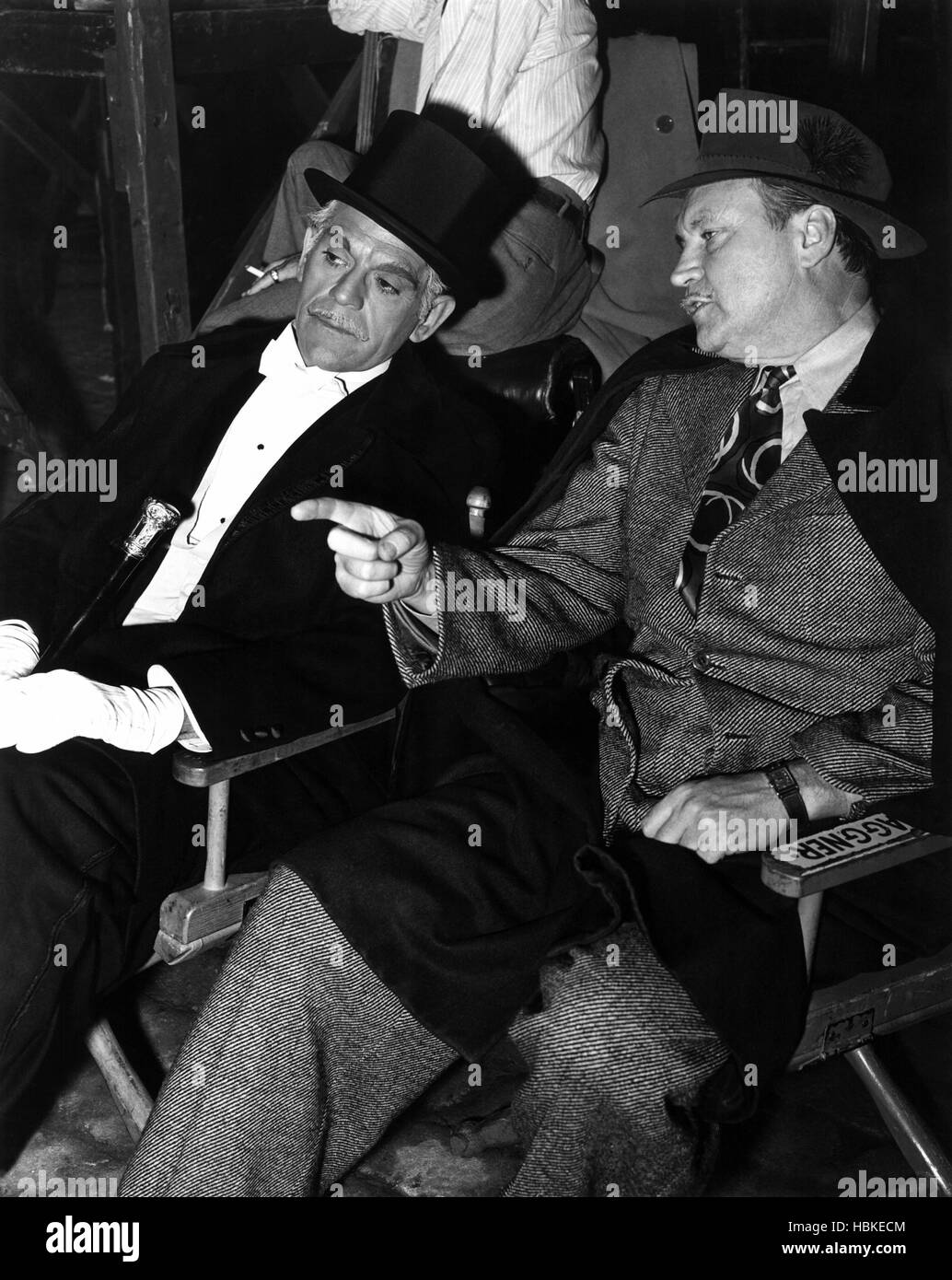 THE CLIMAX, Boris Karloff on set with George Waggner, 1944 Stock Photo ...