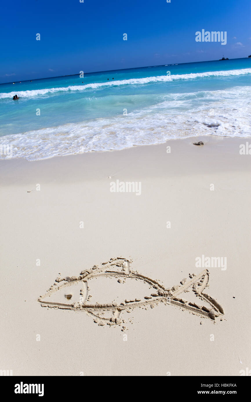 fish- a picture on sand Stock Photo - Alamy