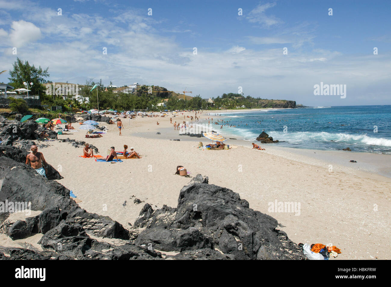 Boucan Canot (La Reunion), France - 13 March 2003: people sunbathing ...