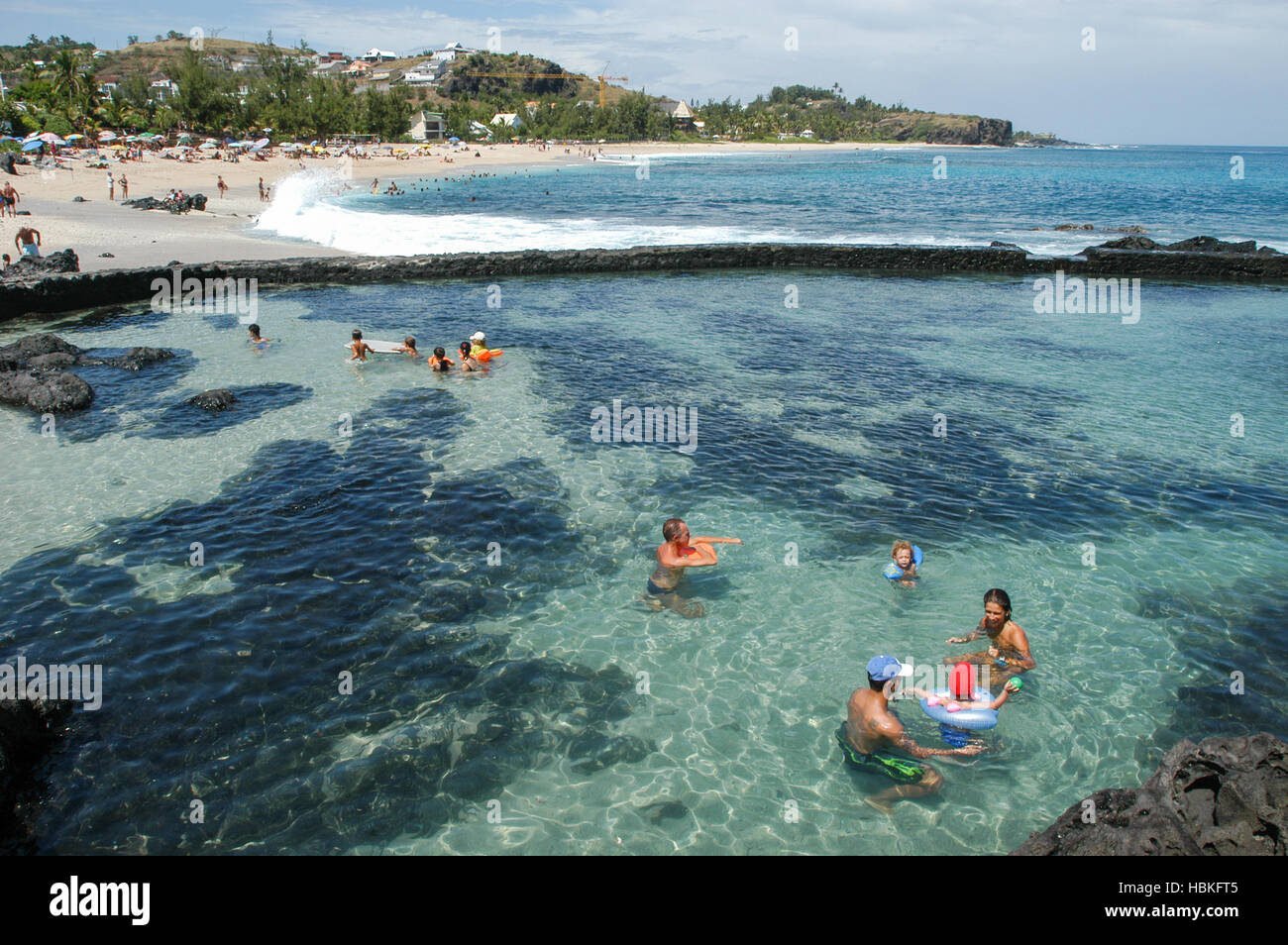 Boucan Canot (La Reunion), France - 13 March 2003: people sunbathing ...