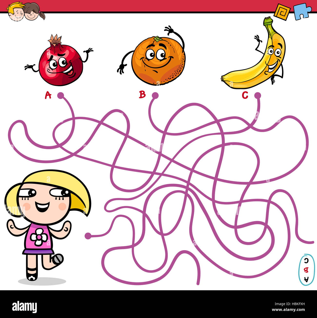 path maze activity for kids Stock Photo - Alamy