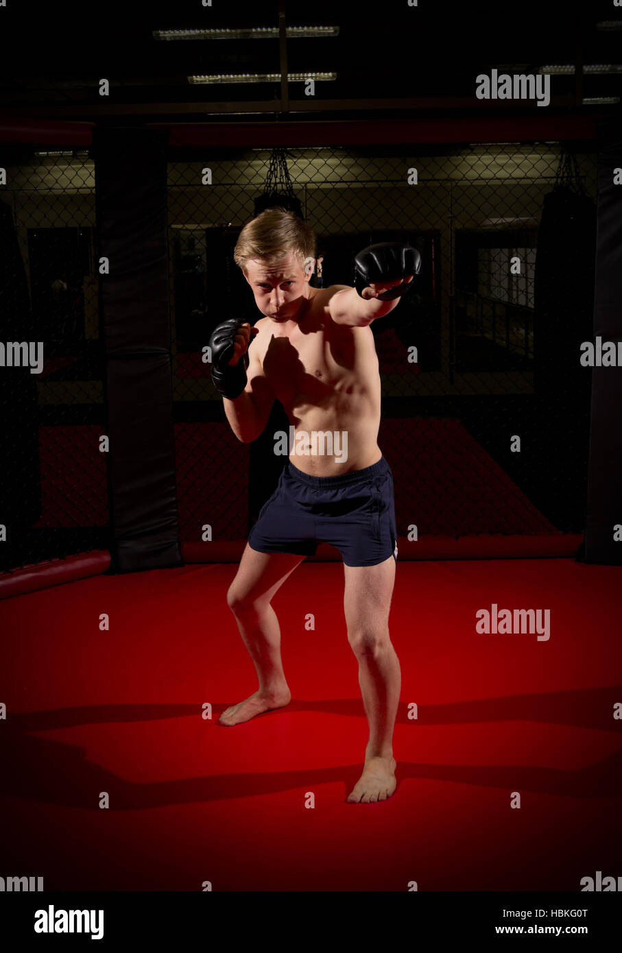 Young kickboxer training at gym Stock Photo - Alamy