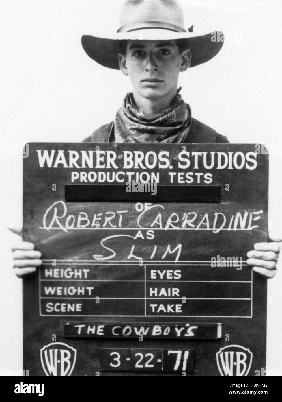 THE COWBOYS, Robert Carradine, Warner Brothers screen test, 1971 Stock ...