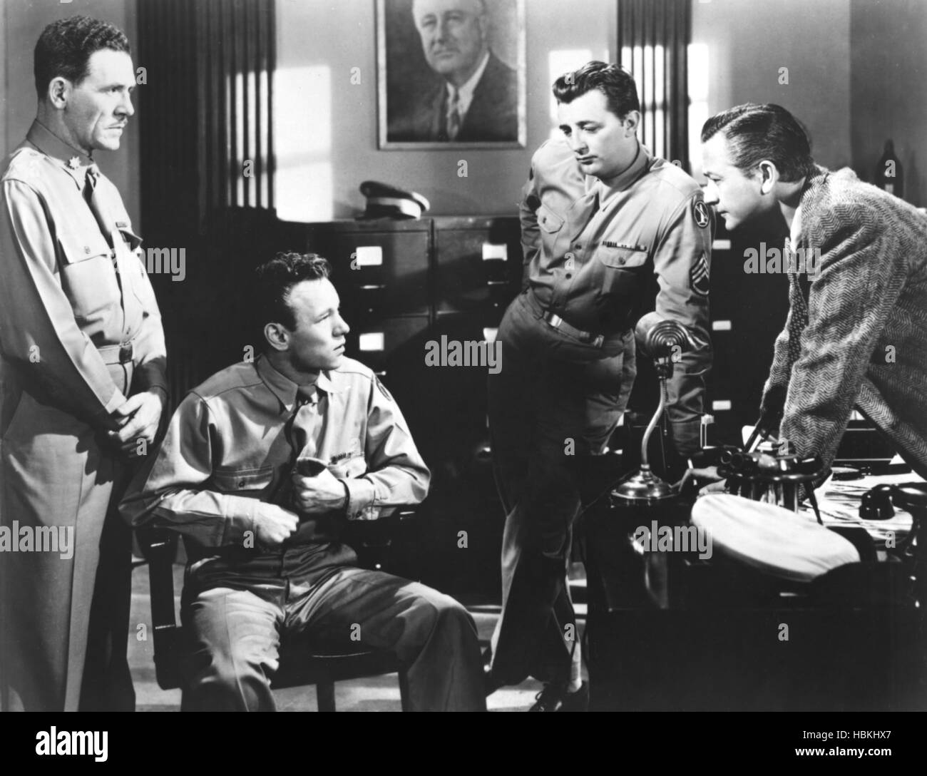 CROSSFIRE, Kenneth MacDonald, William Phipps, Robert Mitchum, Robert ...