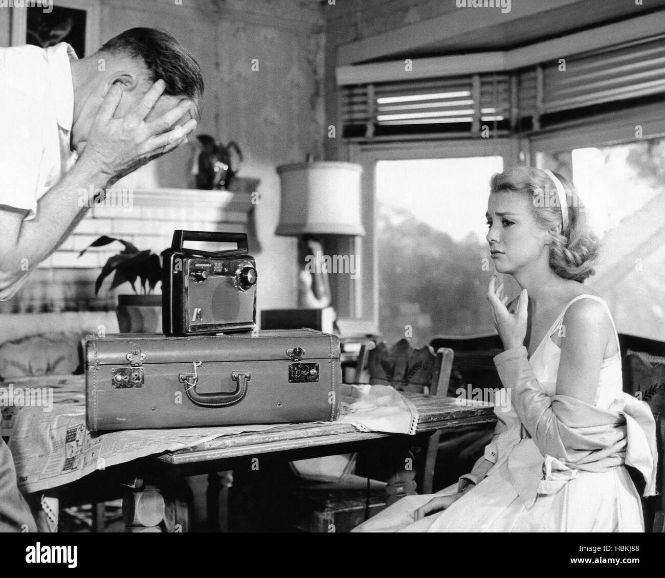 CRY TERROR!, from left, director Andrew L. Stone, Inger Stevens, on-set ...