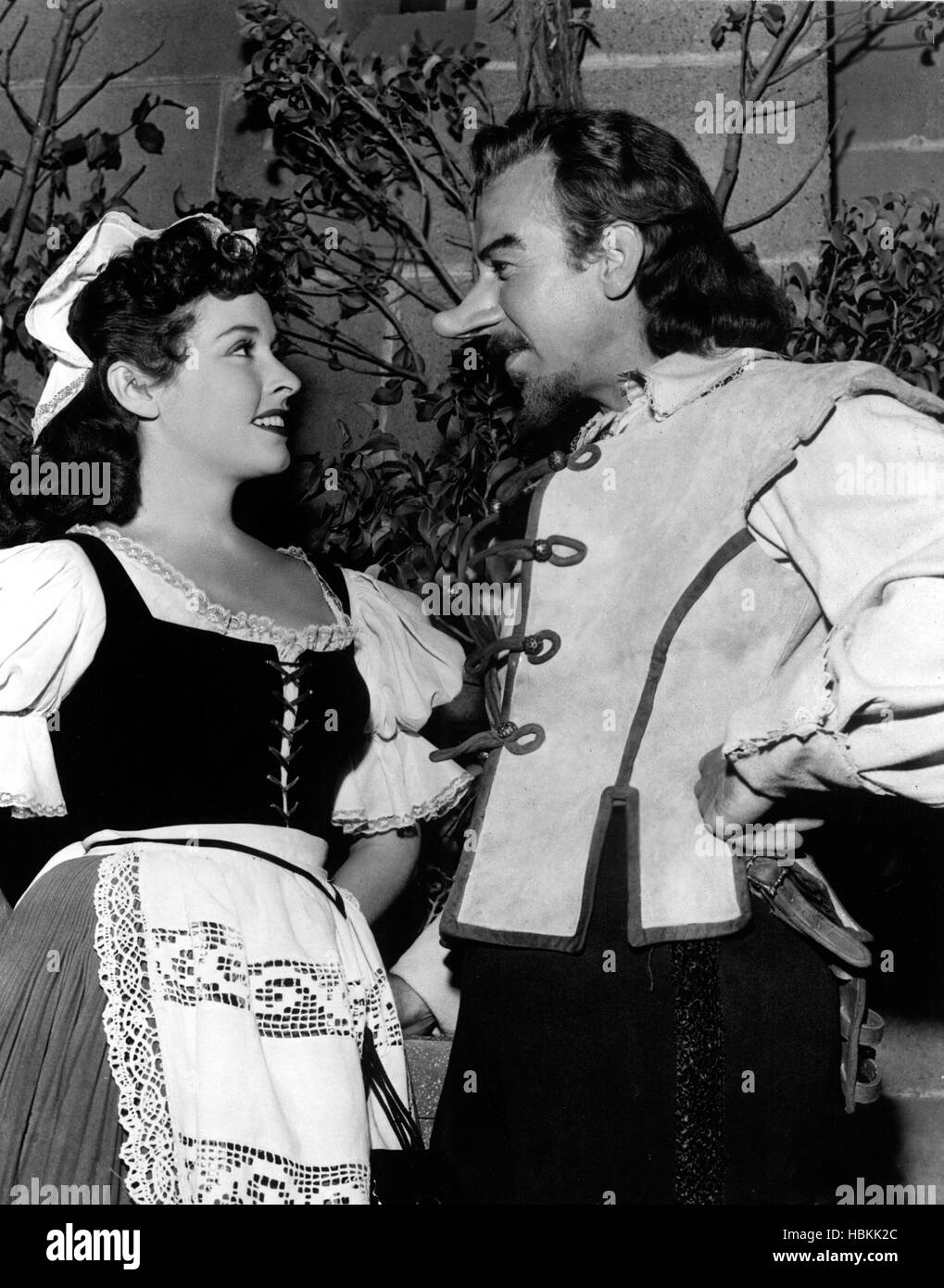 Elena Verdugo, Jose Ferrer on the set of CYRANO DE BERGERAC, 1950 Stock ...