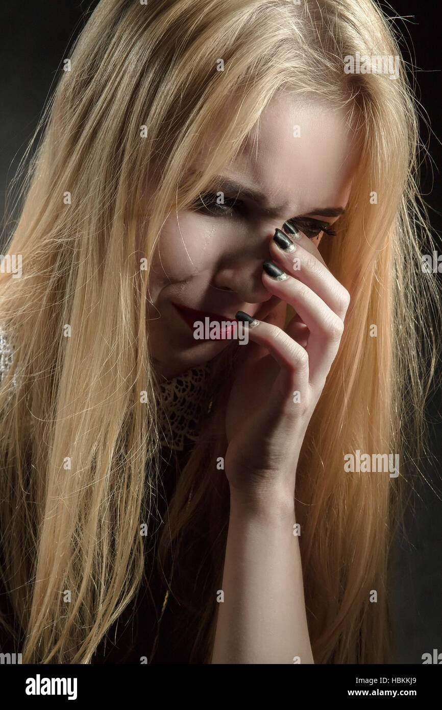 Girl crying frustration head hi-res stock photography and images - Alamy