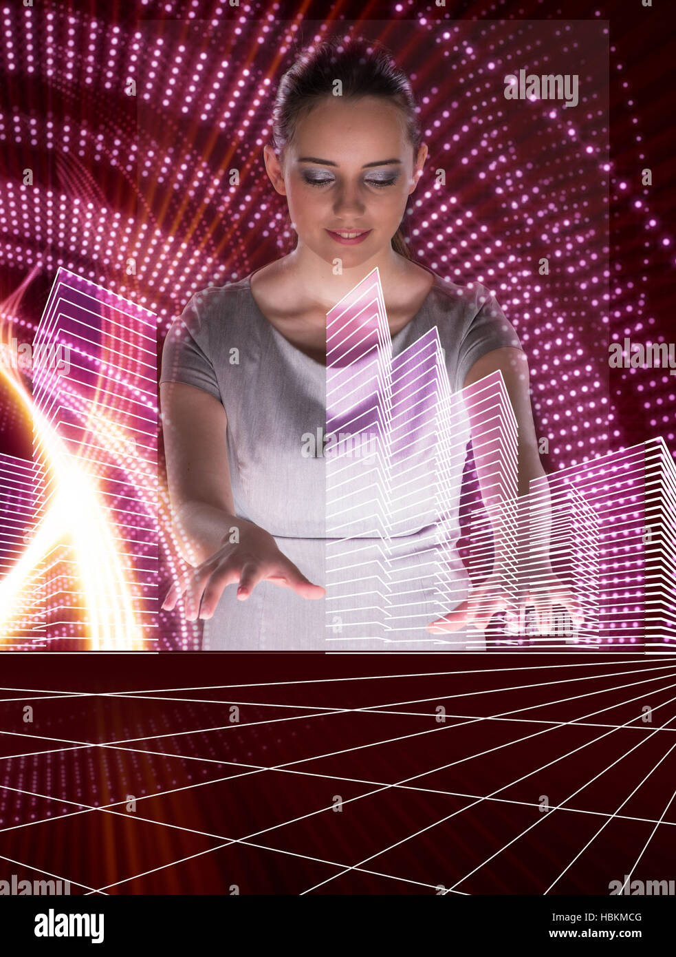 Woman dj in futurisctic concept Stock Photo - Alamy