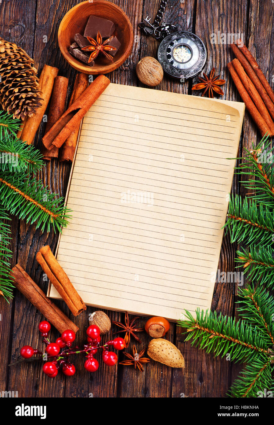 notebook for recipe or menu and spices Stock Photo - Alamy