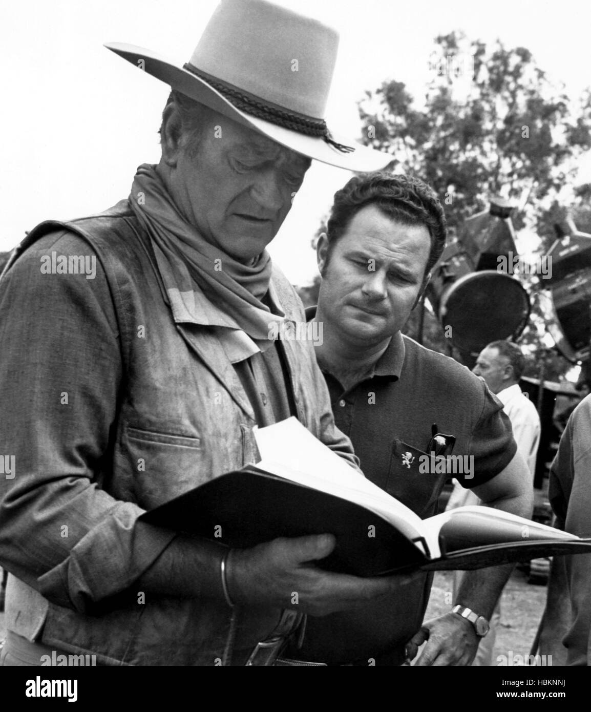 CHISUM, John Wayne and son, executive producer Michael Wayne, on set ...
