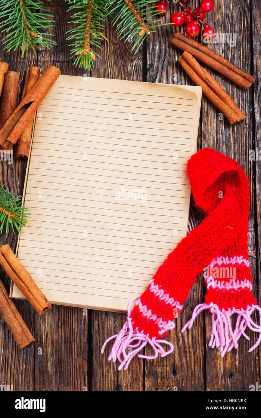 notebook for recipe or menu and spices Stock Photo - Alamy