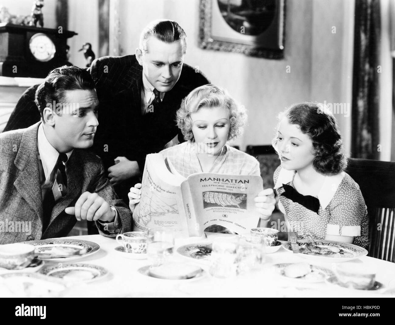 CHANGE OF HEART, from left: Charles Farrell, James Dunn, Ginger Rogers, Janet Gaynor, 1934, TM ...