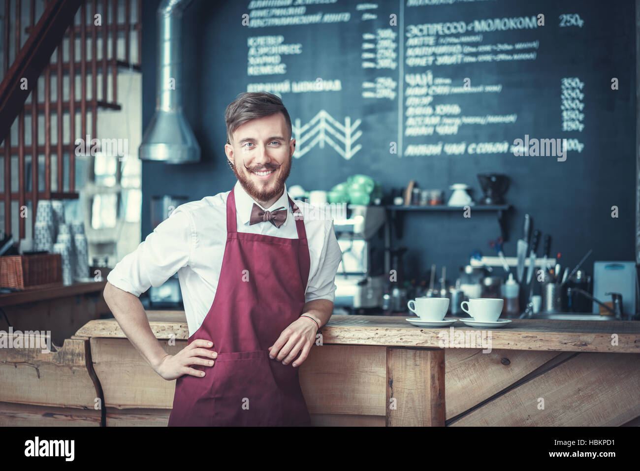 Happy barista hi-res stock photography and images - Alamy