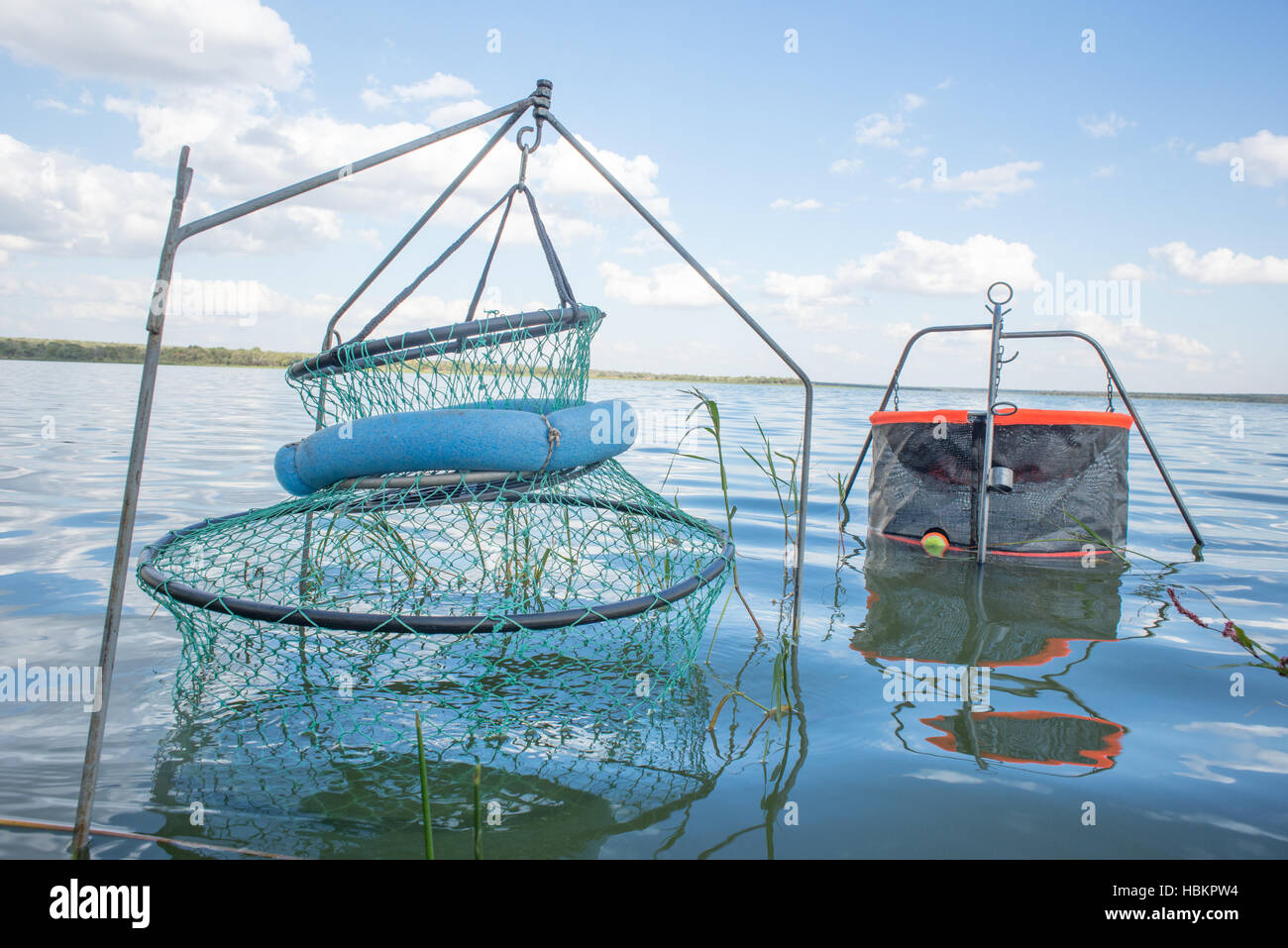 Fishing pens in water Stock Photo - Alamy