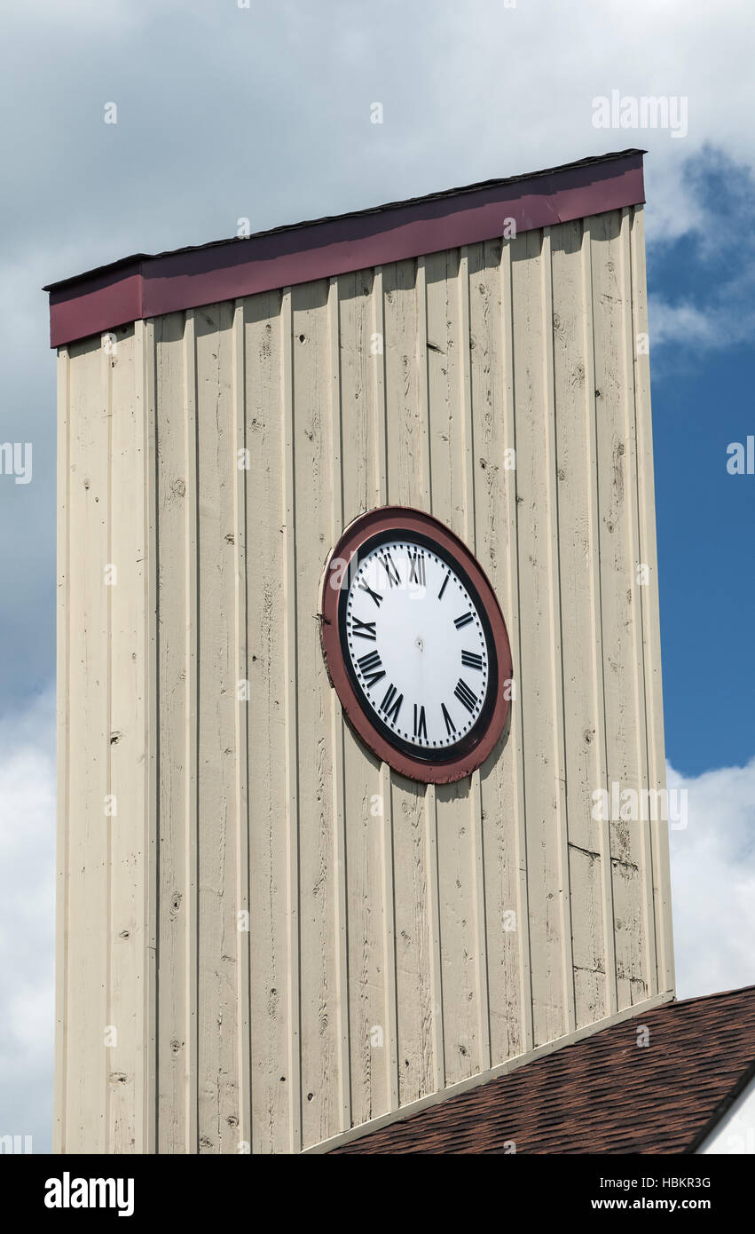 Wooden tower clock Stock Photo - Alamy