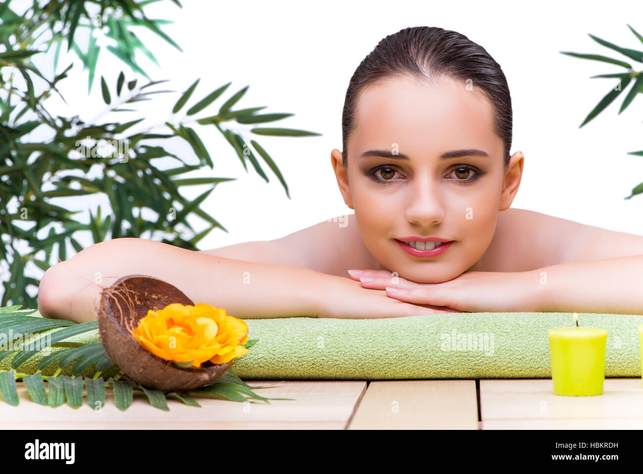Young woman enjoying spa treatment Stock Photo - Alamy