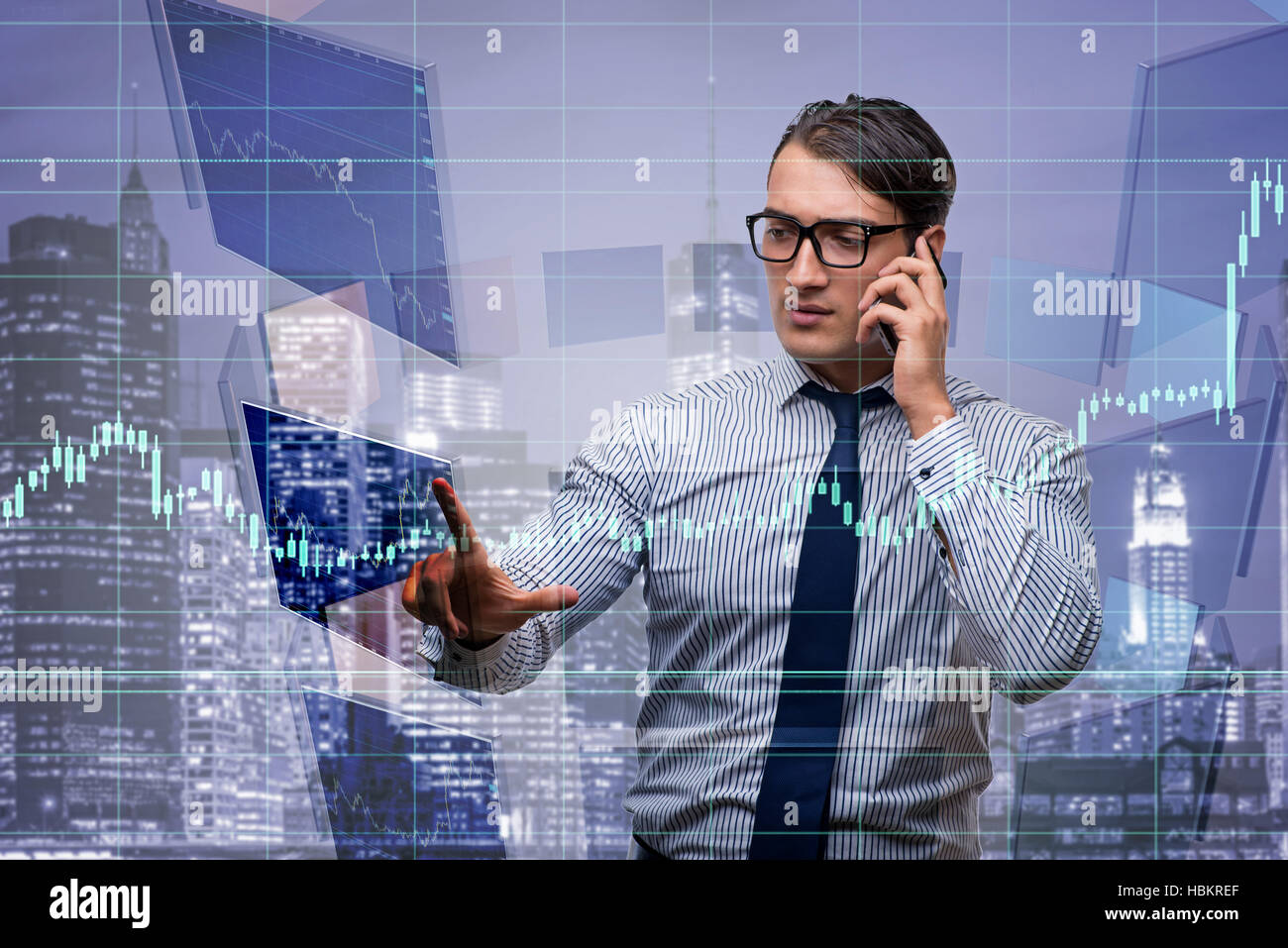Young trader talking on the phone Stock Photo - Alamy