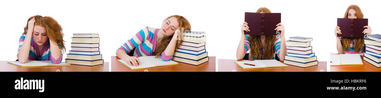 Young student with books isolated on white Stock Photo - Alamy