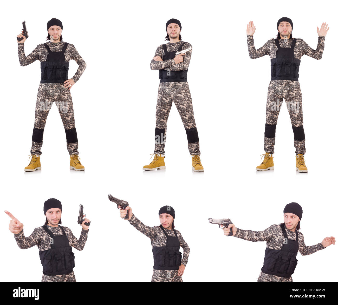 Soldier with gun isolated on white Stock Photo - Alamy