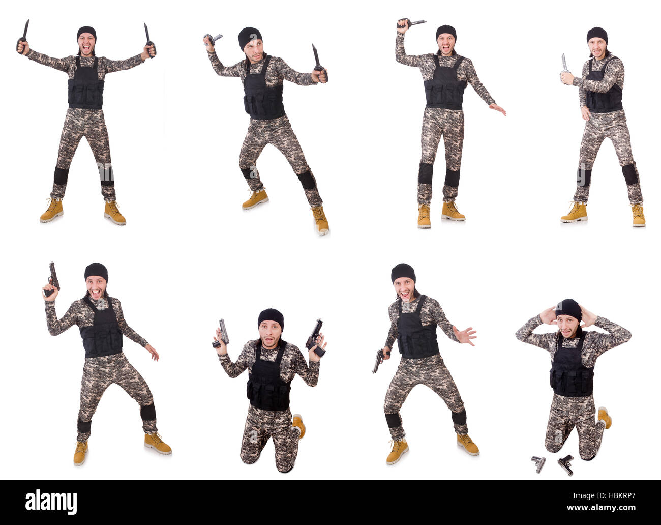 Soldier with knife isolated on white Stock Photo - Alamy