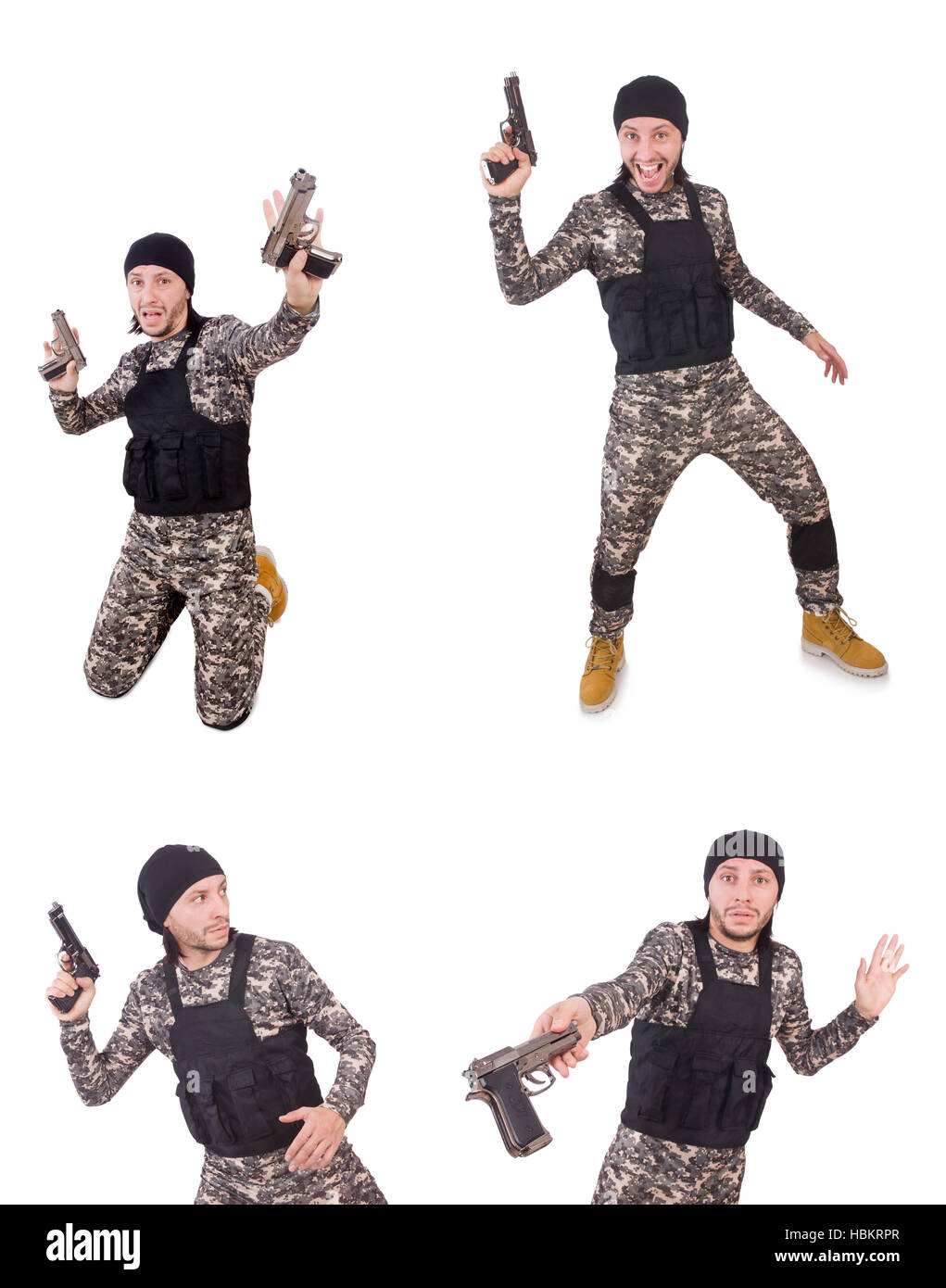 Soldier with gun isolated on white Stock Photo - Alamy