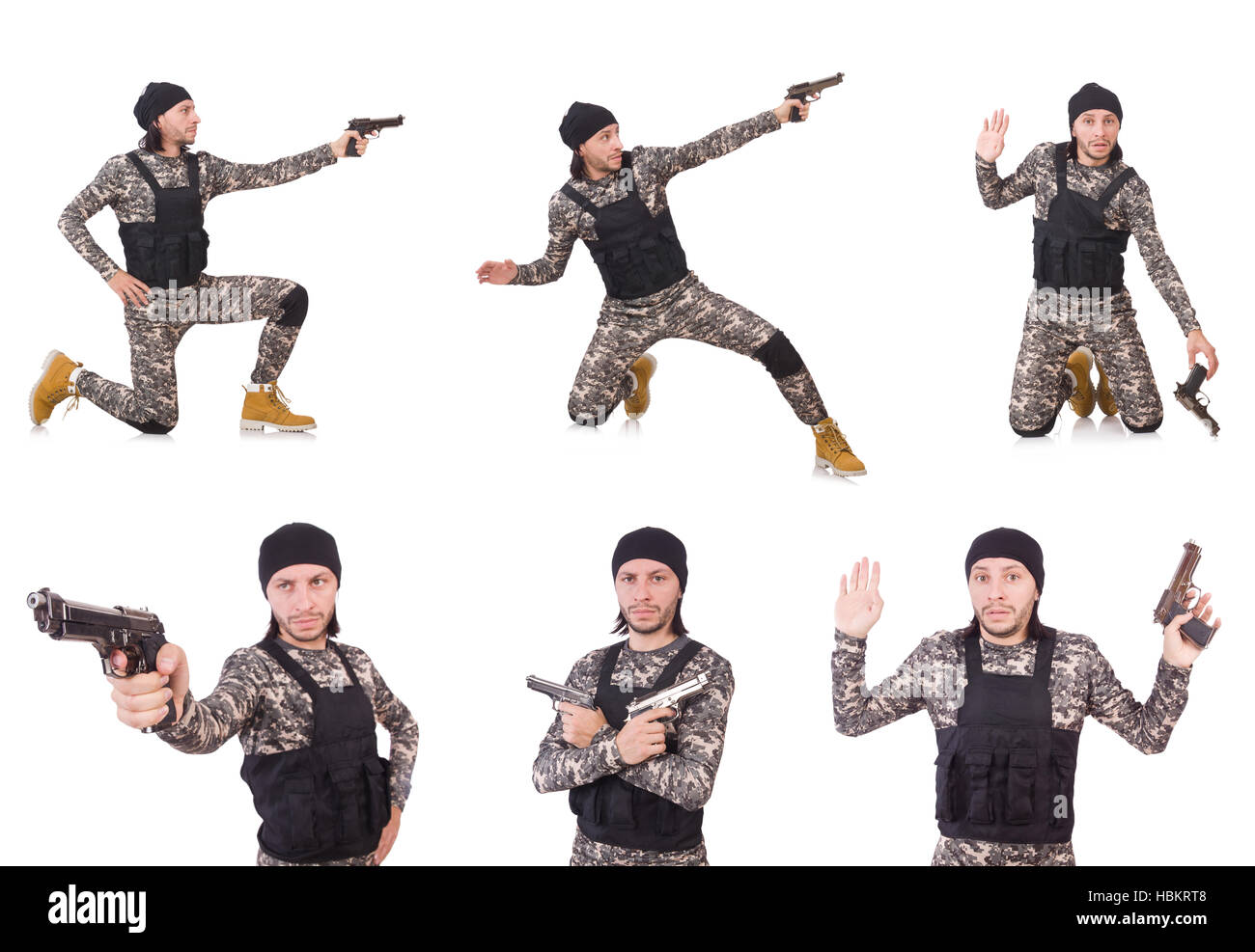 Soldier with gun isolated on white Stock Photo - Alamy