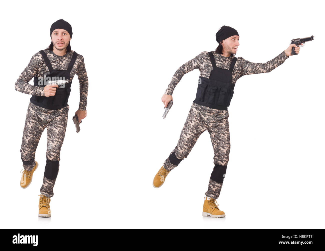Soldier with gun isolated on white Stock Photo - Alamy