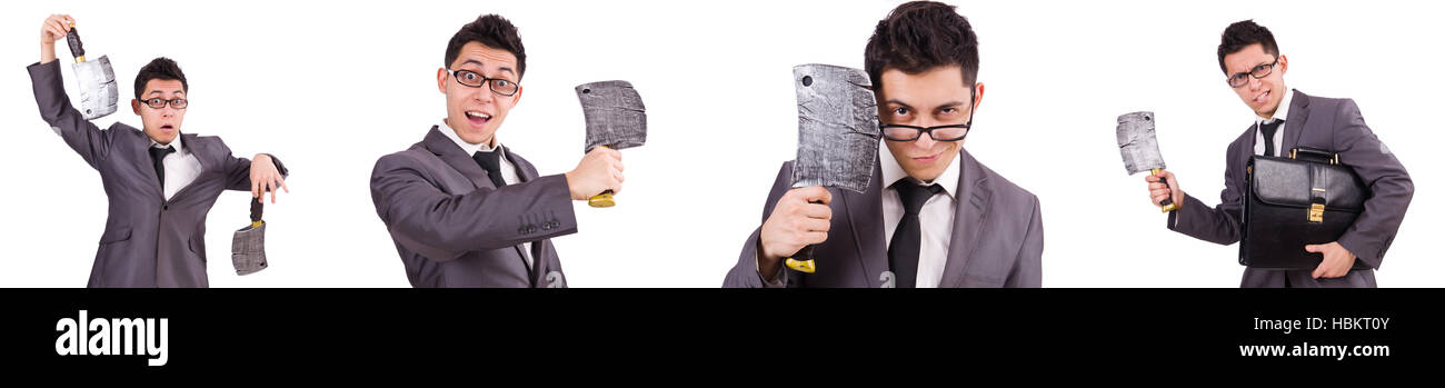 Man with axe isolated on white Stock Photo - Alamy